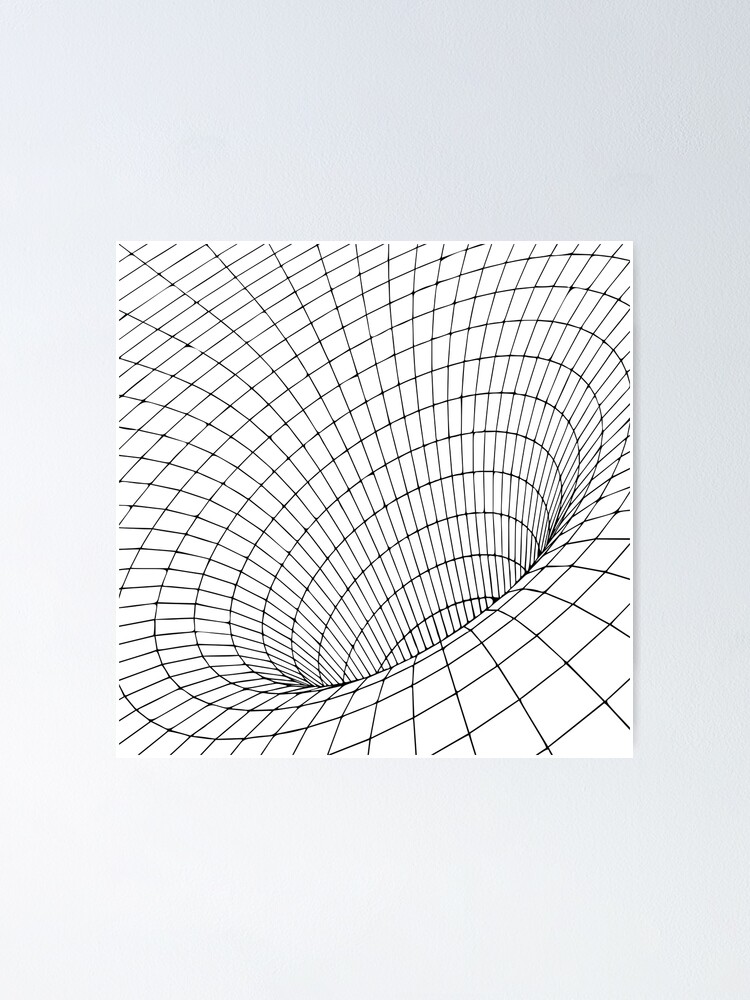 "White Geometric Space Wormhole Line Art Design" Poster for Sale by ...