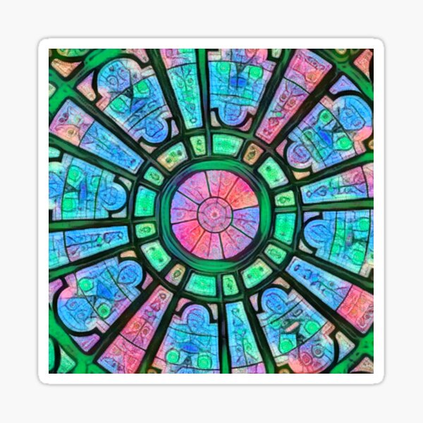 "Colorful Rose window" Sticker by GREENOART | Redbubble