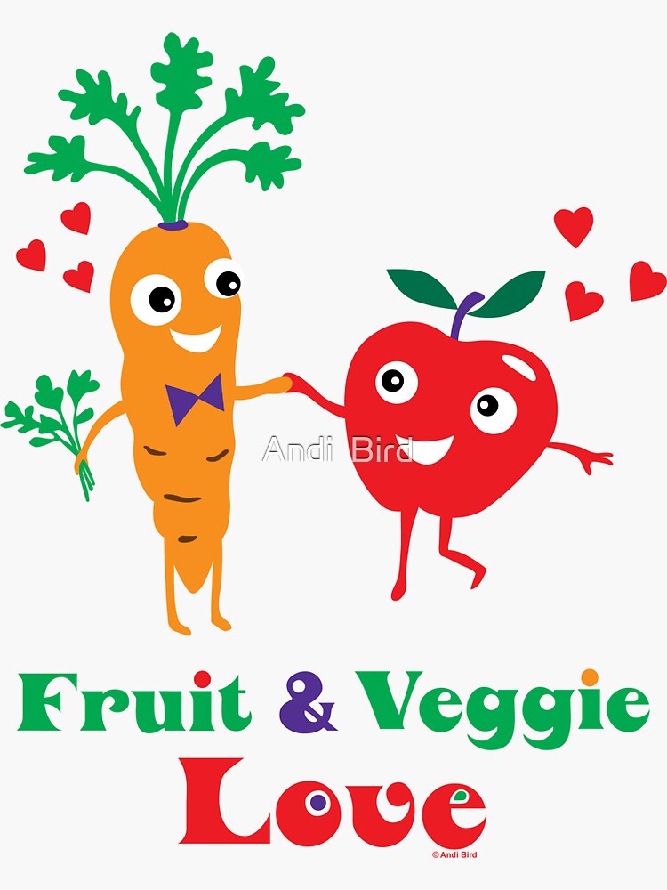 "Fruit and Veggie Love" Sticker for Sale by andibird | Redbubble
