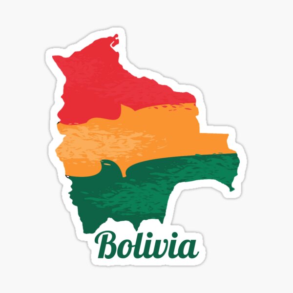 "Country flag map - Bolivia" Sticker by Adventure4Birds | Redbubble