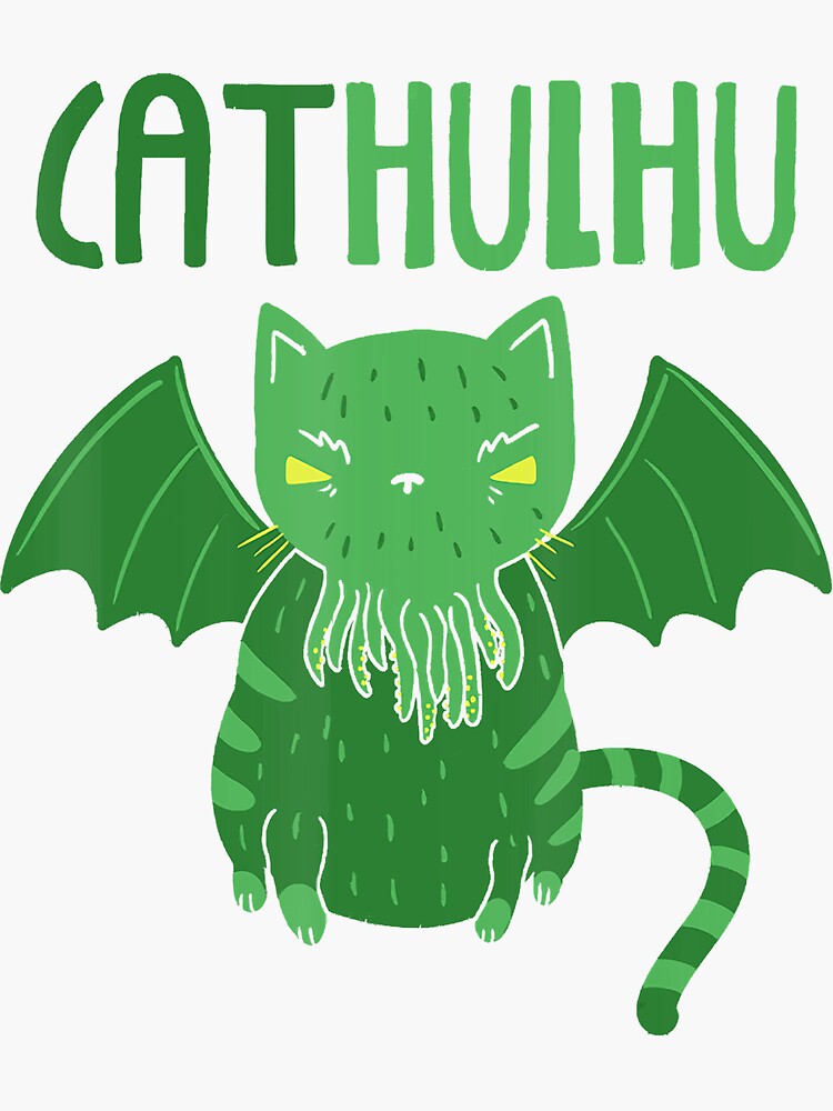"Cathulhu Cat Cthulhu Funny Pun Graphic Tee Shirt" Sticker for Sale by ...