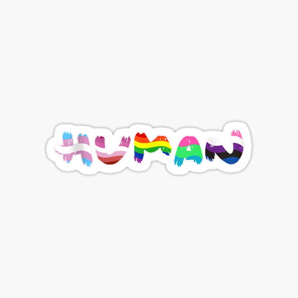 "Human Pride Flag Transgender Gay Lesbian Poly Cool LGBT Gift " Sticker ...