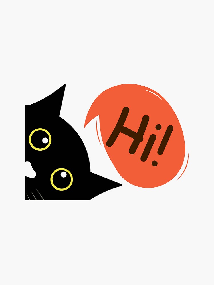 "Cute cat says hello" Sticker by RunaReta | Redbubble