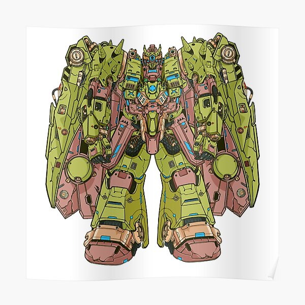 "Futuristic big mecha robot builded by head arm body leg weapon ...