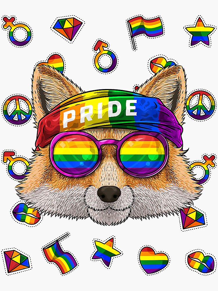 "LGBT Fox Gay Pride Month Animal Rainbow Lesbian" Sticker for Sale by ...