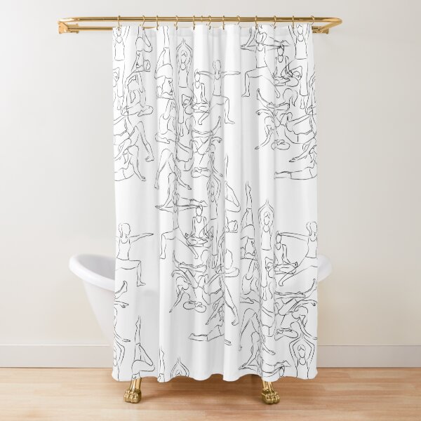 "Yoga Asanas - drawing" Shower Curtain for Sale by XOOXOO | Redbubble