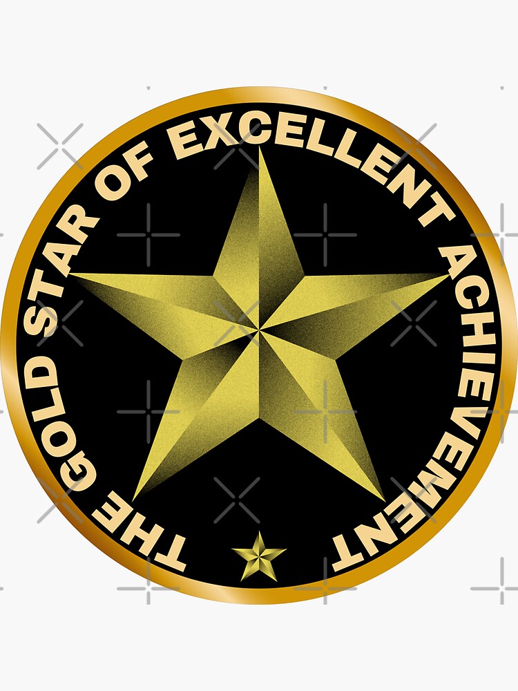 "THE GOLD STAR ACHIEVEMENT AWARD black" Sticker by ITickleUGiggle ...