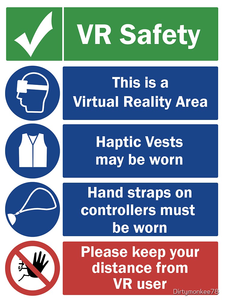 "VR Safety Sign (Parody)" Sticker for Sale by Dirtymonkee78 | Redbubble