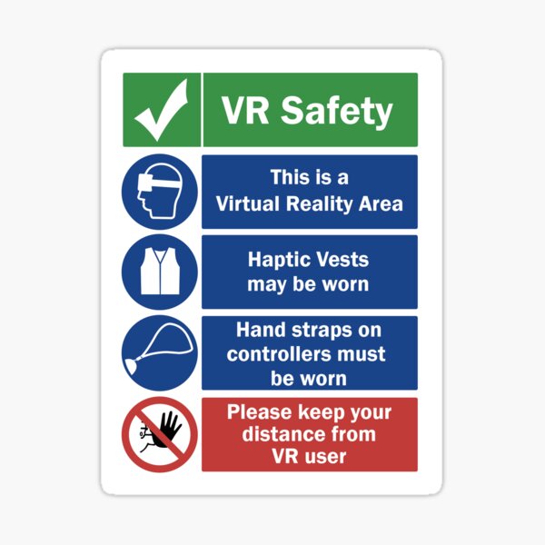 "VR Safety Sign (Parody)" Sticker for Sale by Dirtymonkee78 | Redbubble