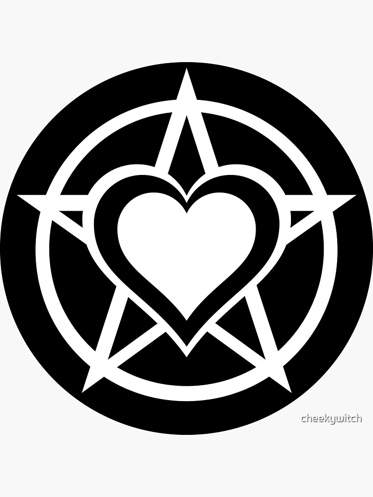 "Cheeky Witch® Black and White Pagan Heart Symbol" Sticker for Sale by ...