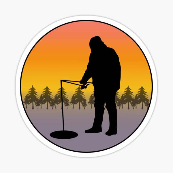 "Ice Fishing Fish Fisher Winter Camping Nature" Sticker by CuteDesigns1 ...