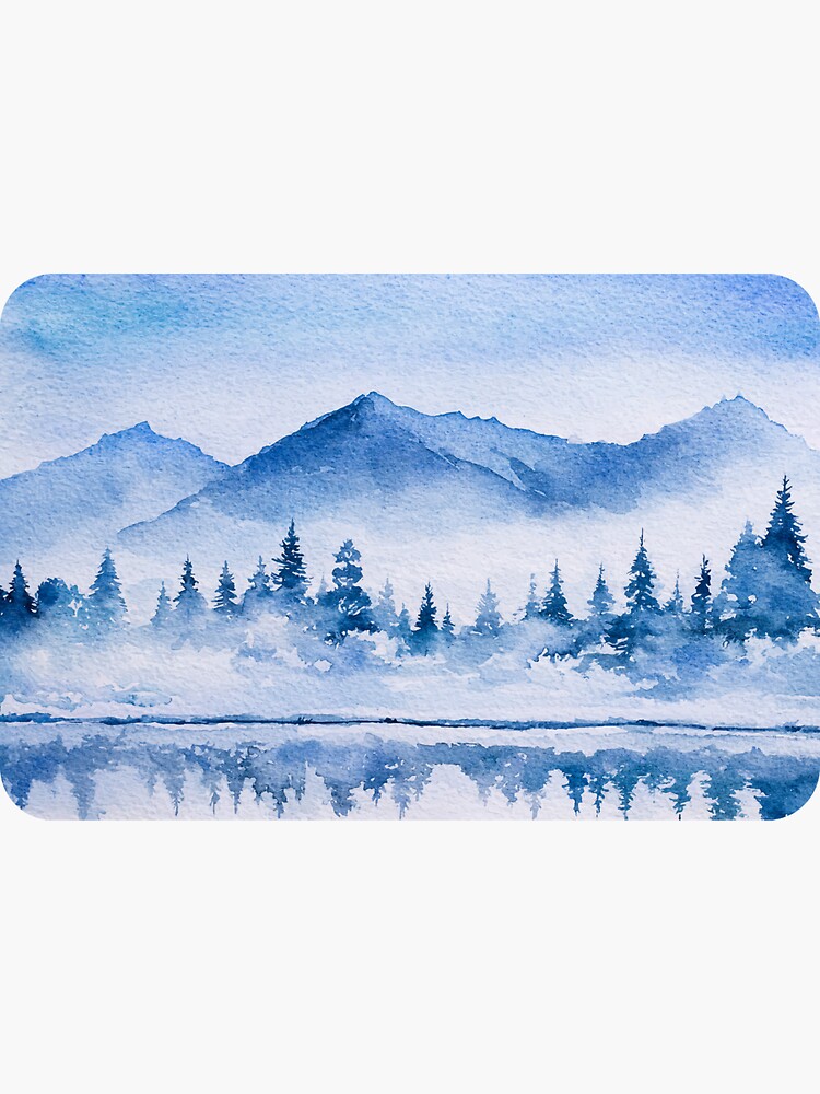 "Hand-drawn Banff Trees Winter Watercolor illustration" Sticker for ...