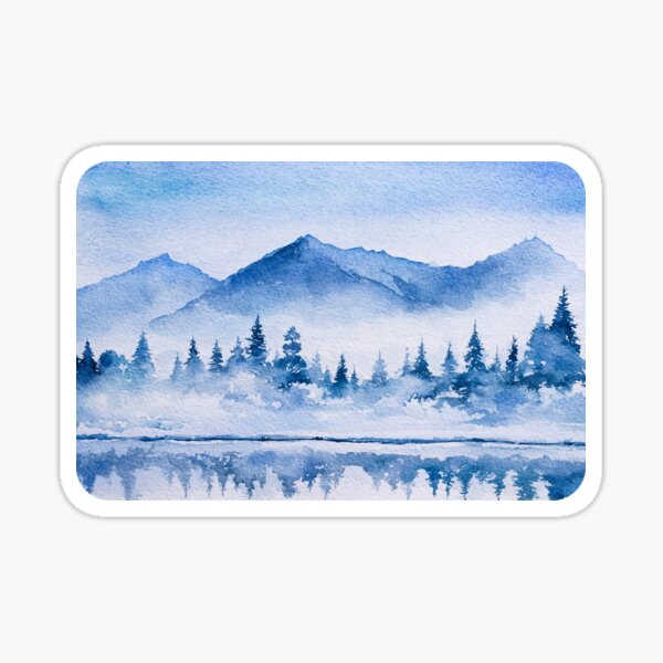 "Hand-drawn Banff Trees Winter Watercolor illustration" Sticker for ...