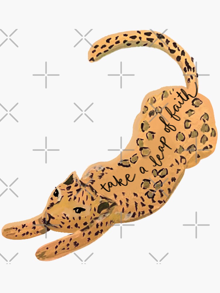 "Leaping Leopard " Sticker for Sale by nilaskiesstudio | Redbubble