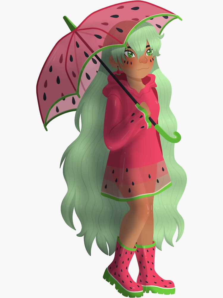 "Watermelon Rain" Sticker by KikikoArt | Redbubble
