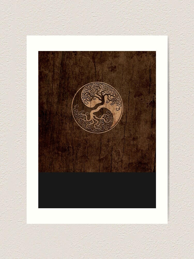 "Rough Wood Grain Effect Tree of Life Yin Yang Chi" Art Print for Sale ...