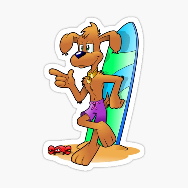 "Surfer Dog on the Beach" Sticker for Sale by Rod2022 | Redbubble