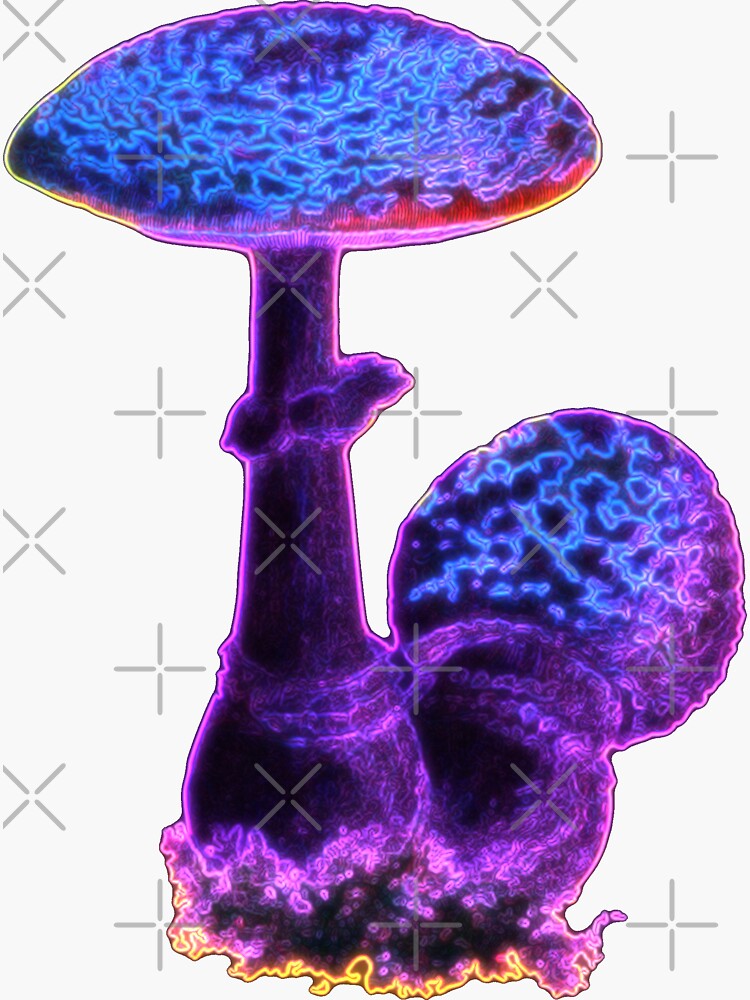 Pegatina «Hongo hongo resplandeciente, rosa neón y morado» de Crowcraft ...