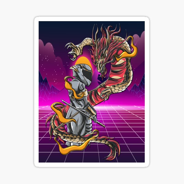 "80s Retro Dragon Spirit" Sticker by ArtfulDragon | Redbubble