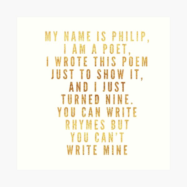 "Philip Hamilton poem beginning" Art Print by Ari-A | Redbubble