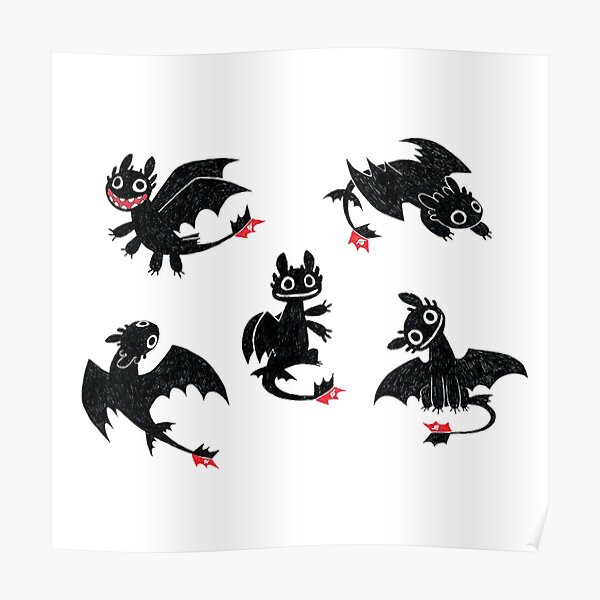 "Toothless Doodles" Poster for Sale by haIfwayhome | Redbubble