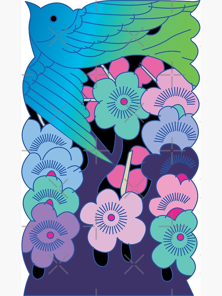 "Bird and flowers, Plum blossom, Korean traditional pattern, Korean art ...
