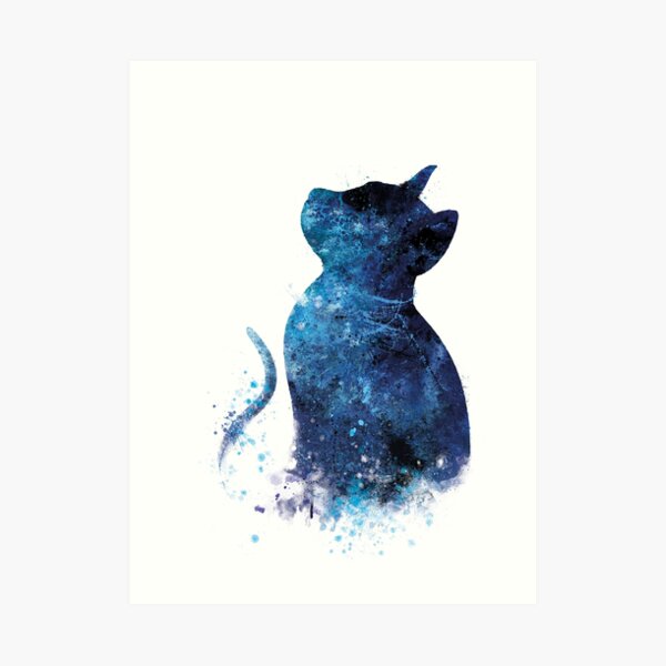 "Blue Cat" Art Print by MonnPrint | Redbubble