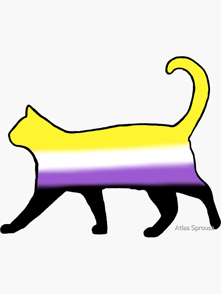 Non Binary Pride Cat Silhouette Sticker For Sale By Losechester