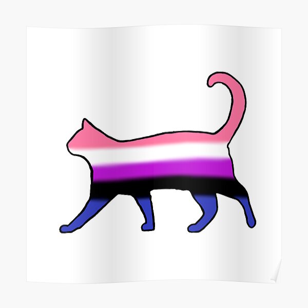 Genderfluid Pride Cat Silhouette Poster For Sale By Losechester