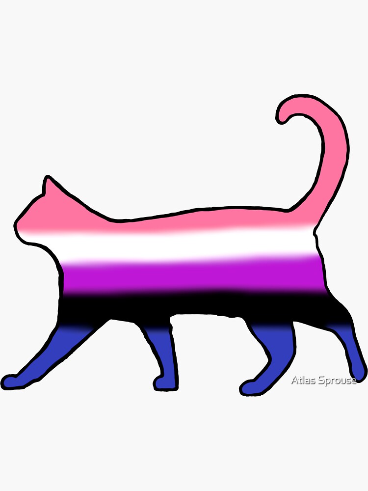 Genderfluid Pride Cat Silhouette Sticker By Losechester Redbubble