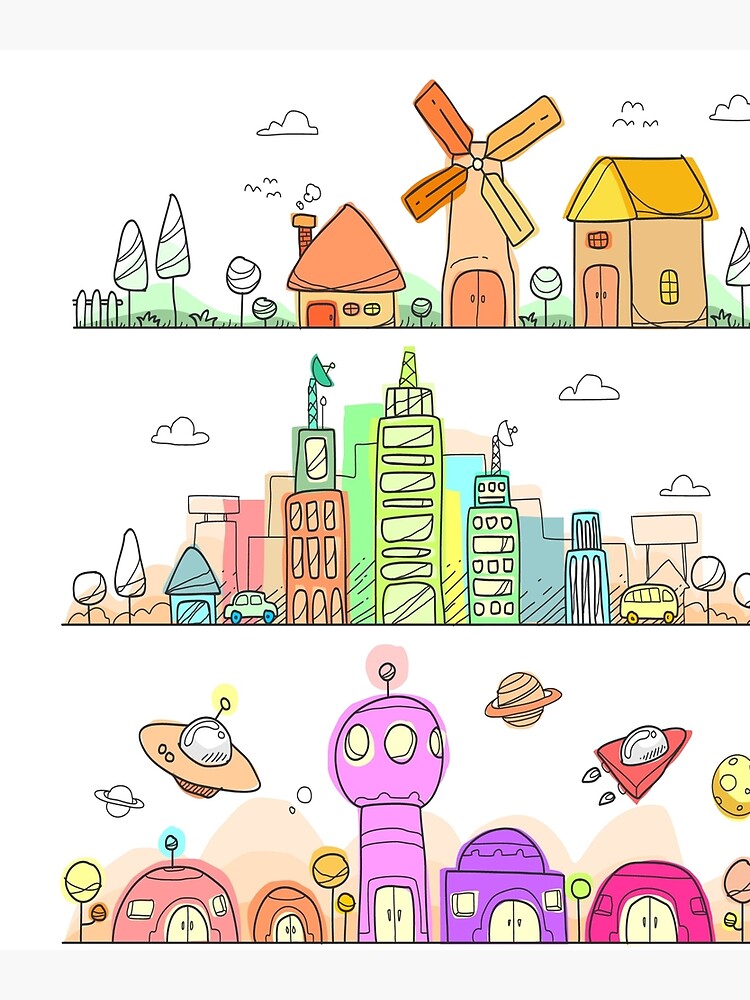 "Cartoon alternate universe city" Poster for Sale by The-Corner-Five ...