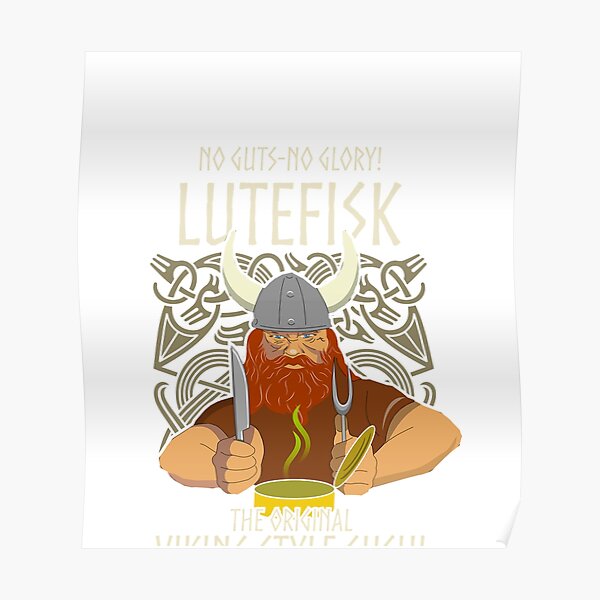 "Lutefisk Christmas Fish Original Viking Sushi Funny Lutefisk" Poster ...