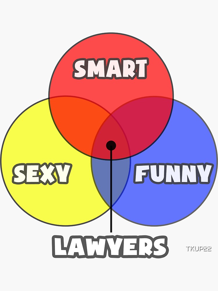 "Venn Diagram ... Lawyer Humor" Sticker for Sale by TKUP22 | Redbubble