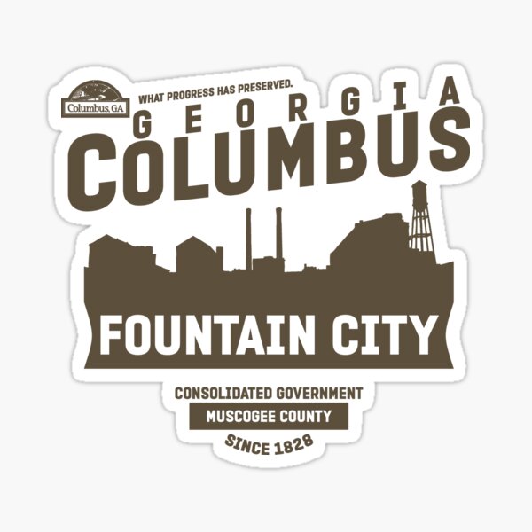 "Columbus Georgia Downtown City Skyline Silhouette Typography" Sticker ...