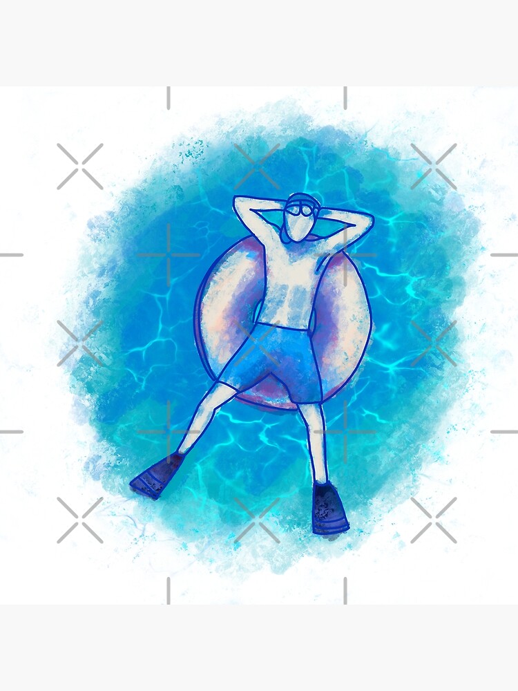 Poster « Summer pool party BBQ Man flottant dans un tube et relaxant ...