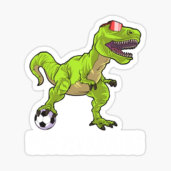 "Soccer Fans Kids Gift T Rex Dinosaur Football Player Boys" Sticker for ...