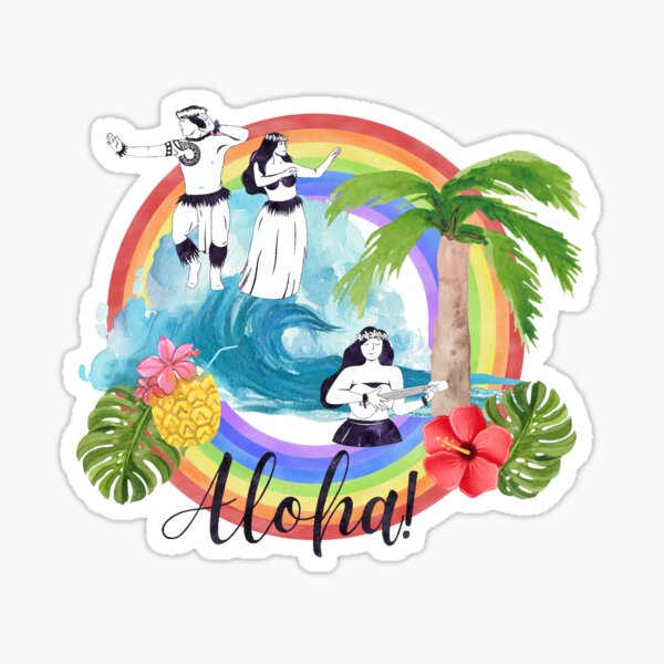 "Aloha!" Sticker by MollieMimosa | Redbubble