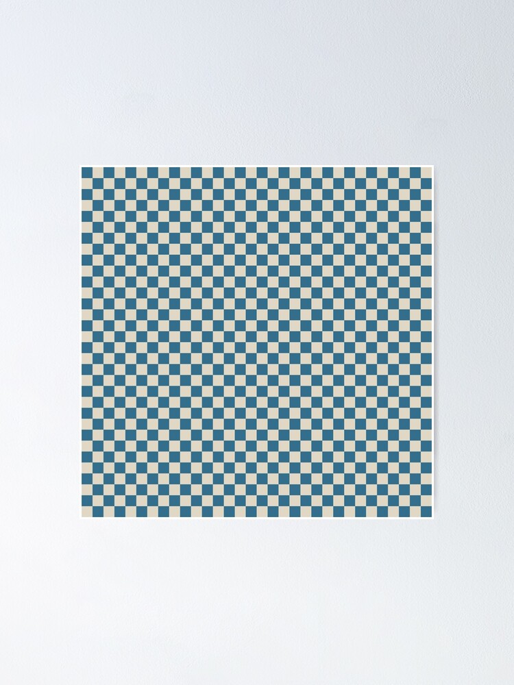"Tiny Checks Check Pattern in Boho Blue and Beige" Poster for Sale by ...