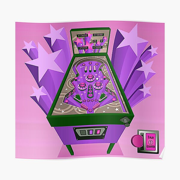 "Pinball Machine Wizard Wild Purple Stars" Poster for Sale by ...