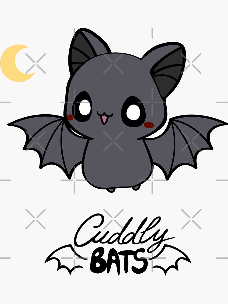 "Cute happy bat flying in the moonlight" Sticker for Sale by CuddlyBats ...