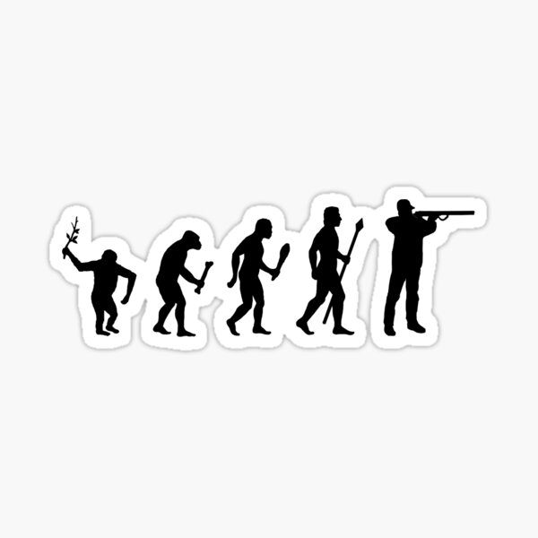 "The Evolution Of Man And Hunting" Sticker by BeyondEvolved | Redbubble
