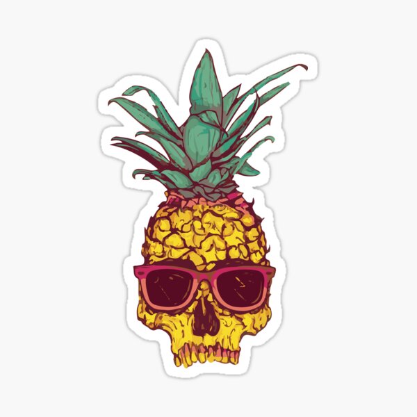 "Painted Skulls Design Yellow Pineapple Skull" Sticker by PodiShawna ...