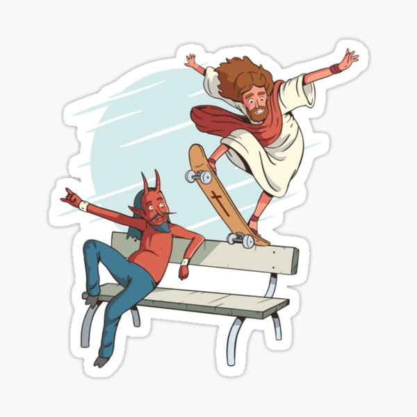 "Jesus Skating" Sticker by my5hop | Redbubble