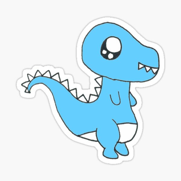 "Baby Blue Dino" Sticker by abbiequail | Redbubble