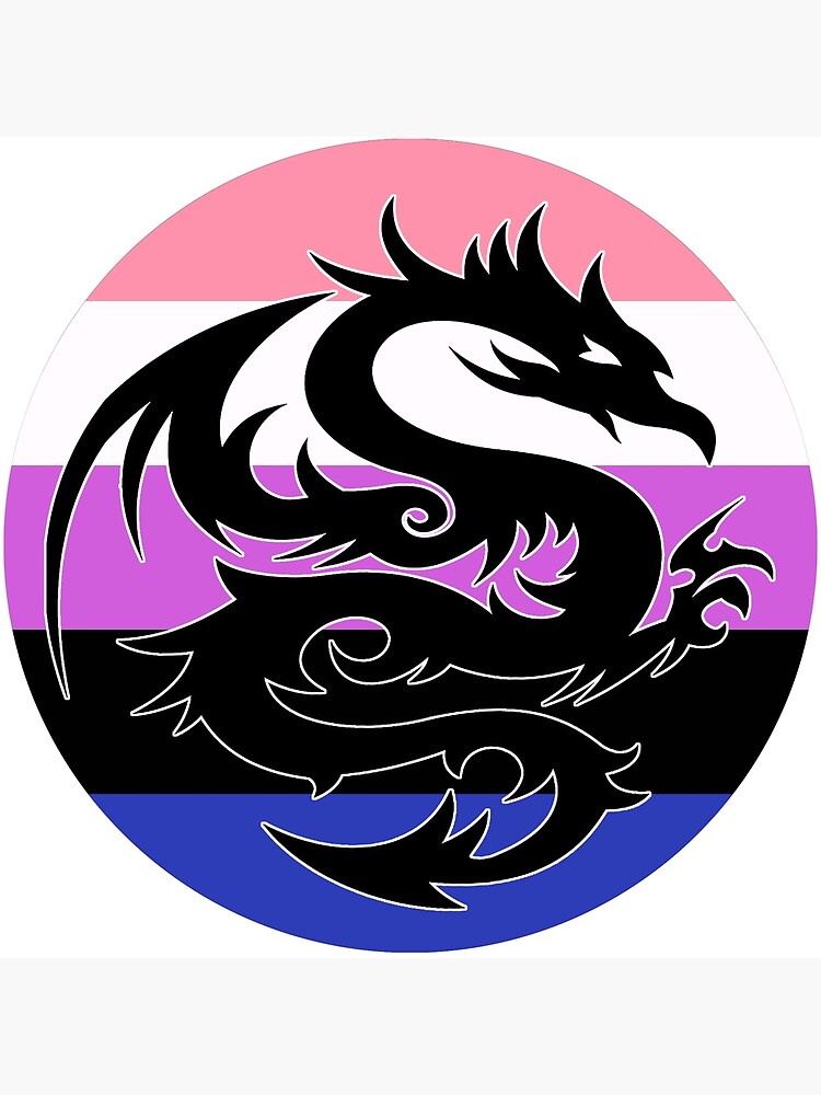 "Dragon on Gender Fluid Pride Flag Circle" Poster for Sale by Design ...