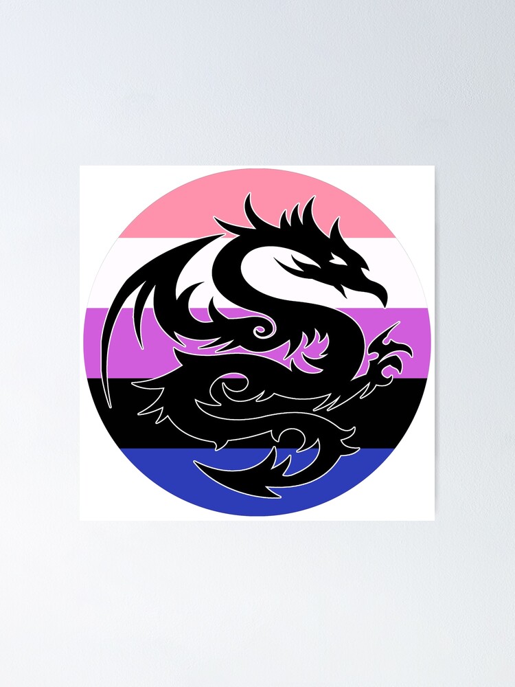 "Dragon on Gender Fluid Pride Flag Circle" Poster for Sale by Design ...