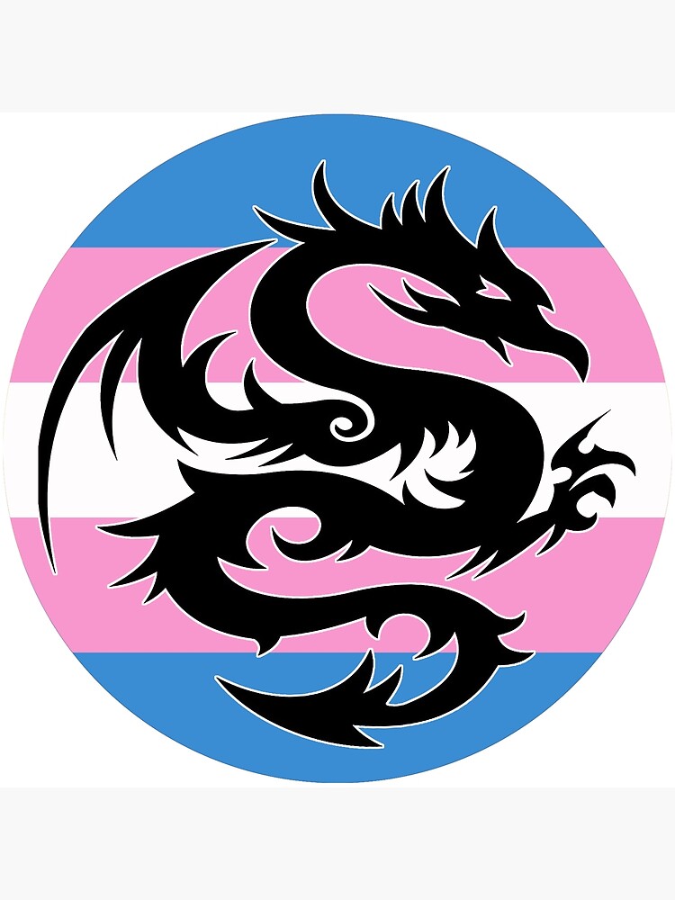 "Dragon on Transgender Pride Flag Circle" Poster for Sale by Design ...