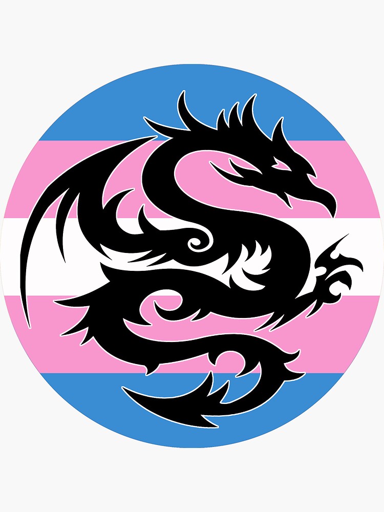 "Dragon on Transgender Pride Flag Circle" Sticker for Sale by Design ...