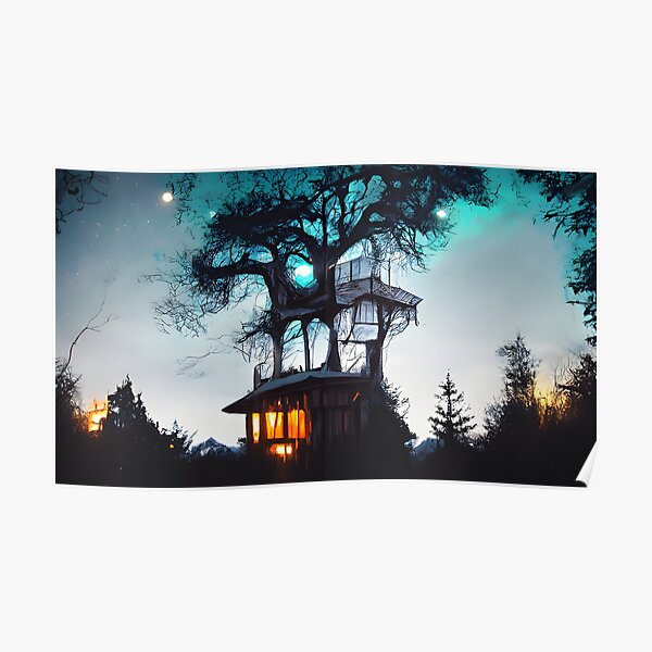 "Mythical Tree House" Poster for Sale by BizarreTherapy | Redbubble