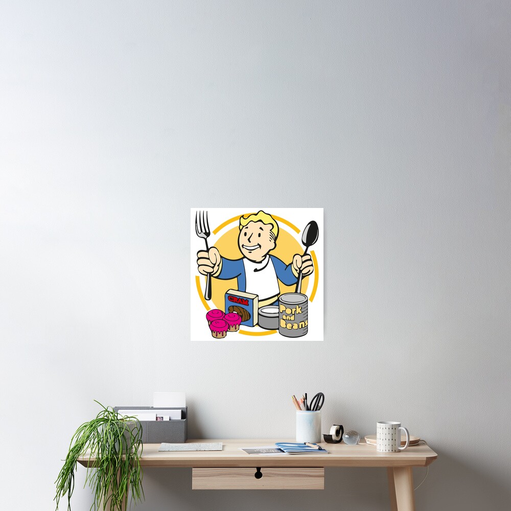"Vault Boy Eating - Fallout" Poster for Sale by Fallout-Lores | Redbubble
